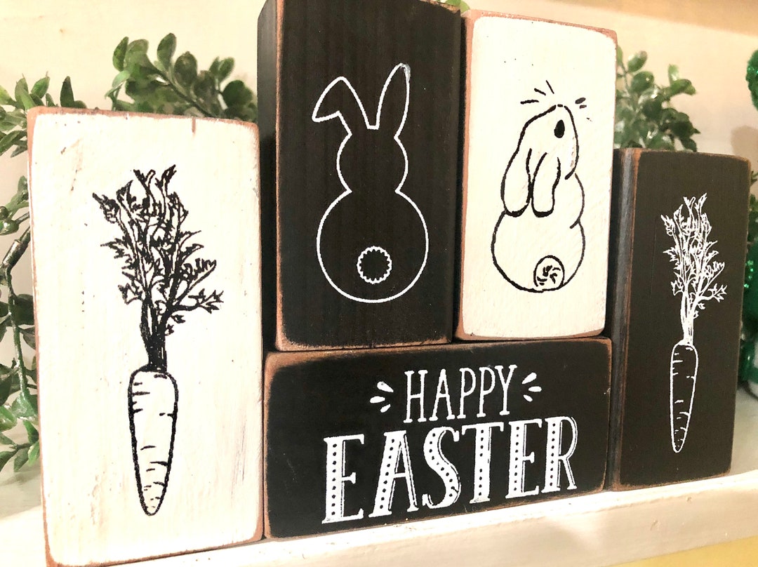 Happy Easter Blocks,farmhouse Easter Decor,easter Tiered Tray Decor ...