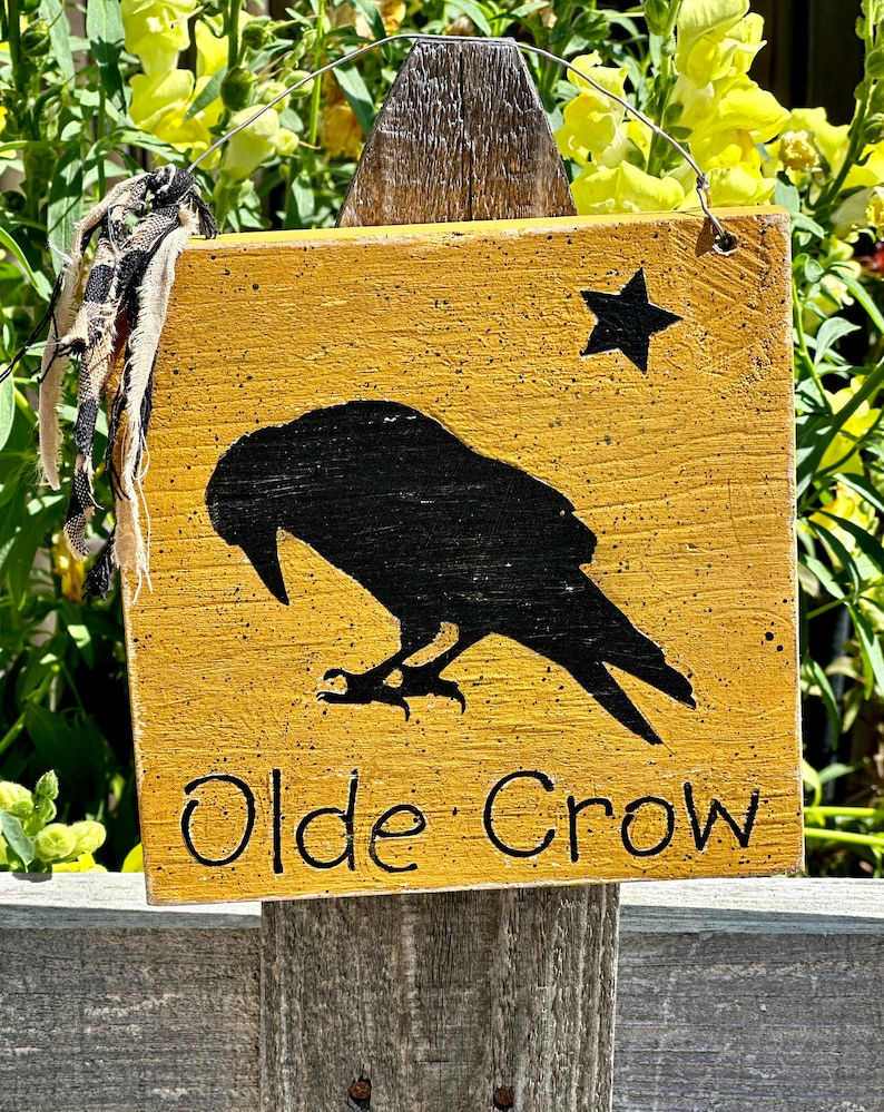 Olde Crow Primitive Sign,praying Crow/raven,rustic Raven,tiered Tray ...