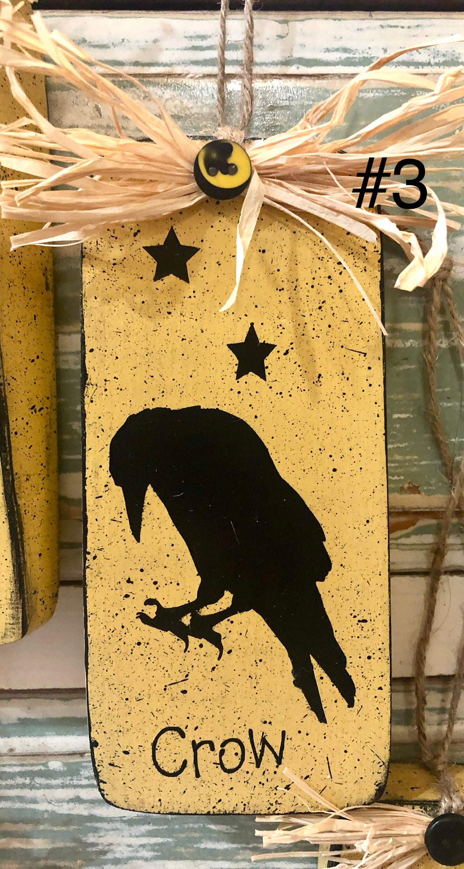 Primitive Crow Sign,primitive Black Crow/raven,rustic Raven,tiered Tray ...