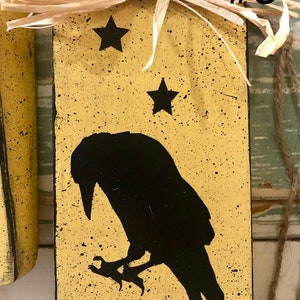 Primitive Crow Sign,primitive Black Crow/raven,rustic Raven,tiered Tray ...