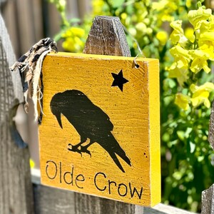 Olde Crow Primitive Sign,praying Crow/raven,rustic Raven,tiered Tray ...