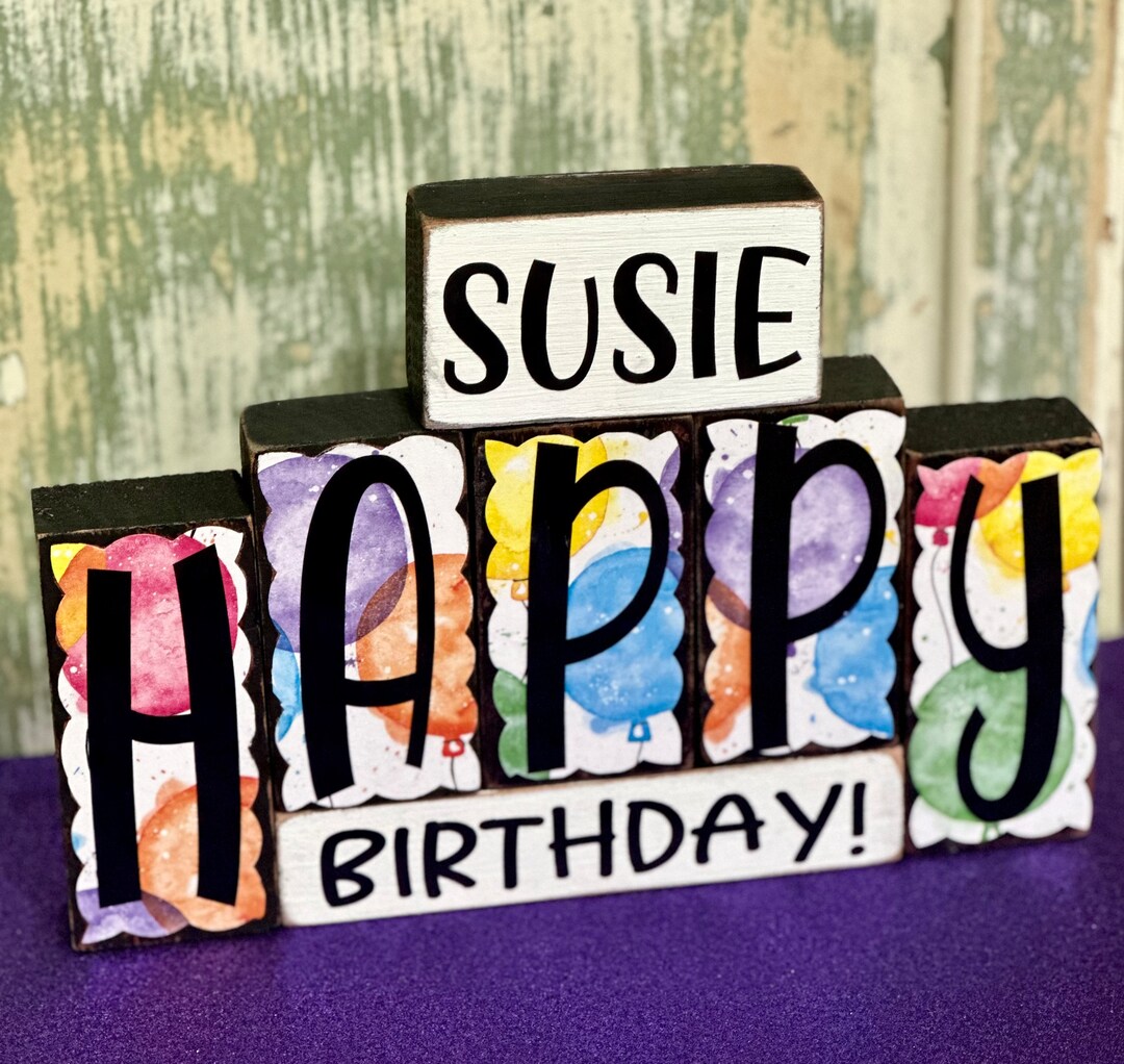Personalized Birthday,happy Birthday Blocks,happy Birthday Sign ...