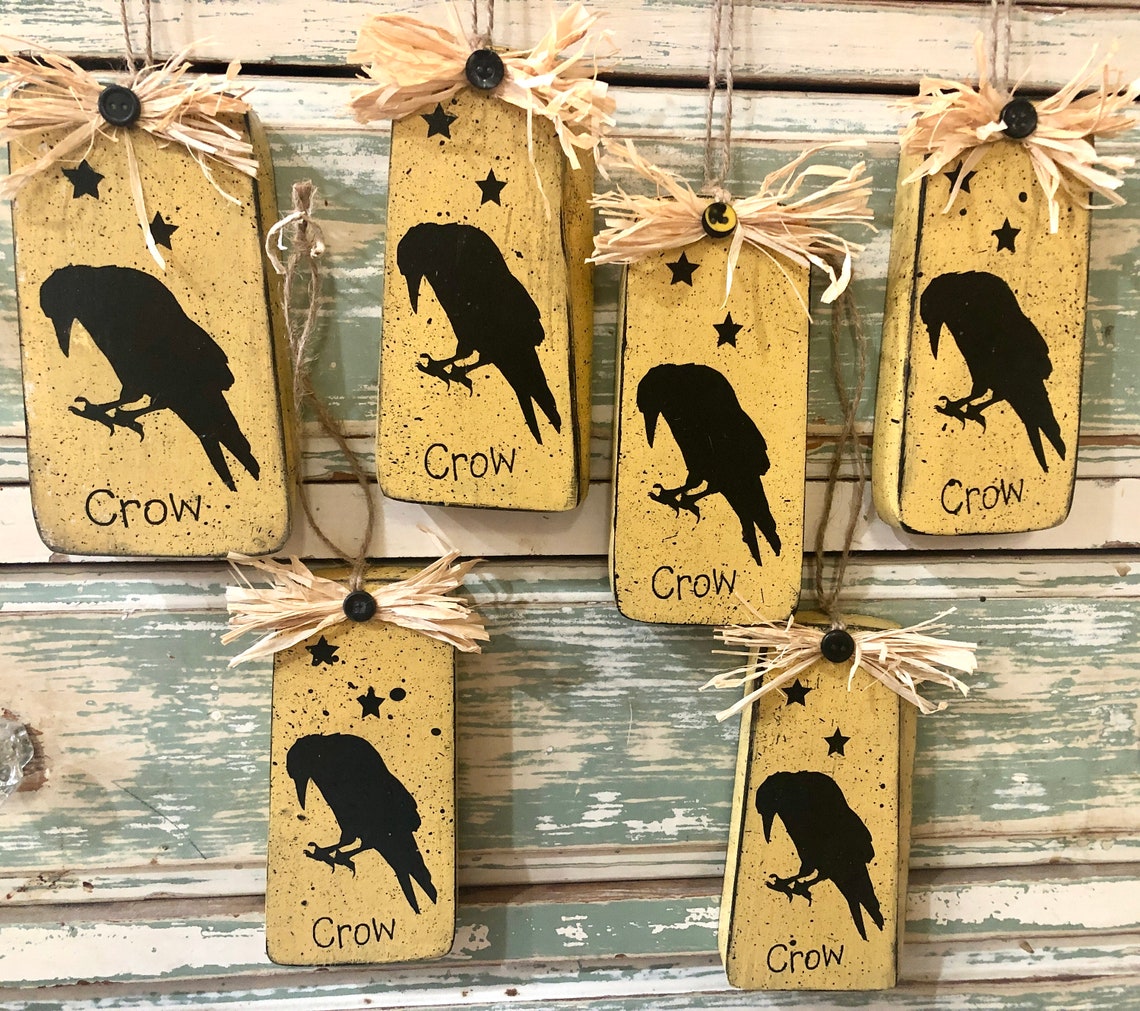Primitive Crow Sign,primitive Black Crow/raven,rustic Raven,tiered Tray ...