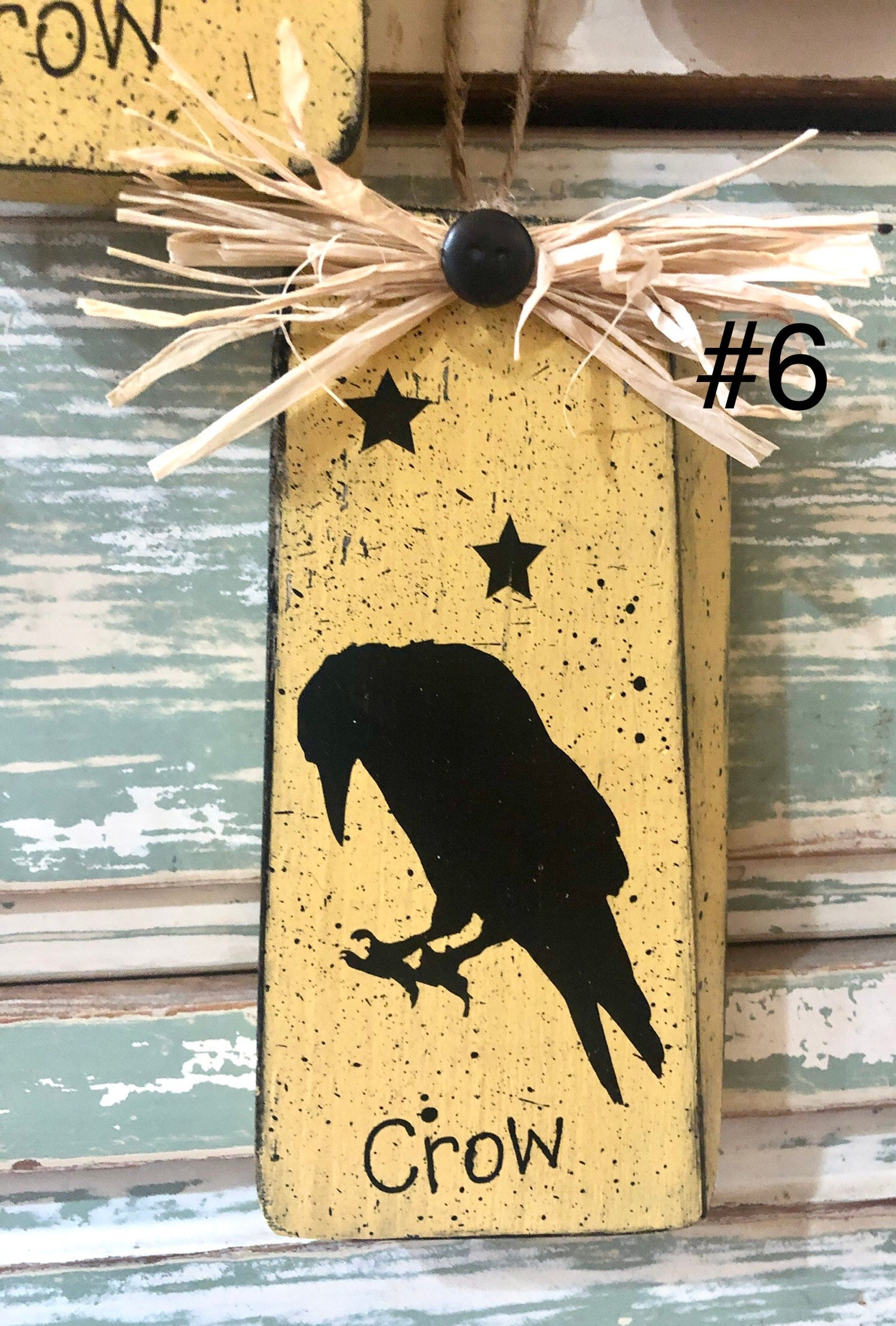 Primitive Crow Sign,primitive Black Crow/raven,rustic Raven,tiered Tray ...