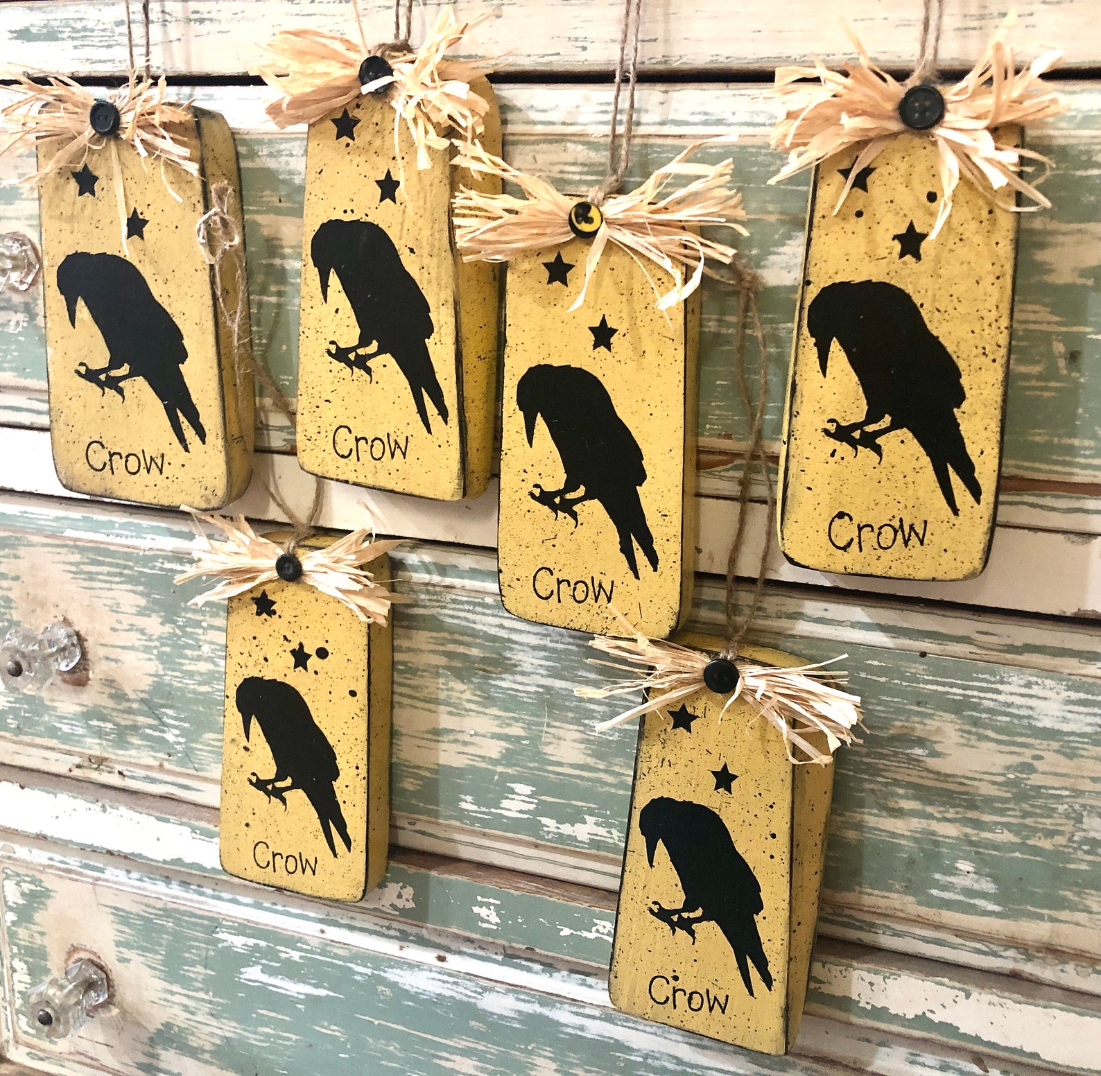 Primitive Crow Sign,primitive Black Crow/raven,rustic Raven,tiered Tray ...