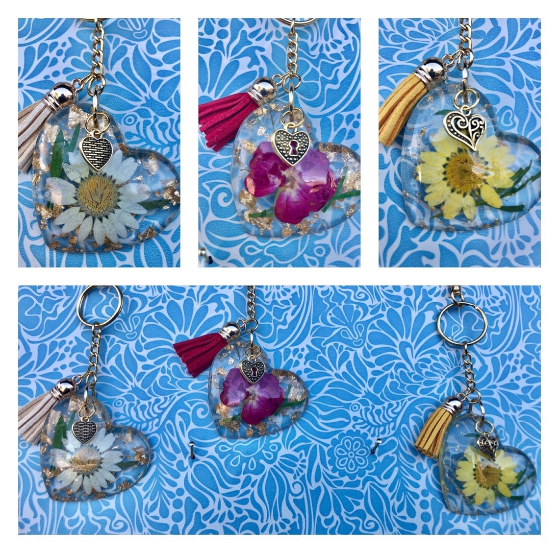 Flower Keychainvalentine Keychaingifts With Flowersfloral - Etsy