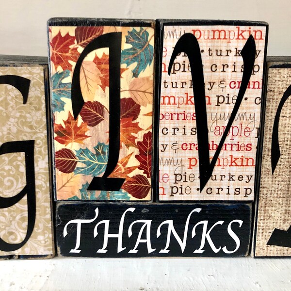 Give Thanks Blocks - Etsy