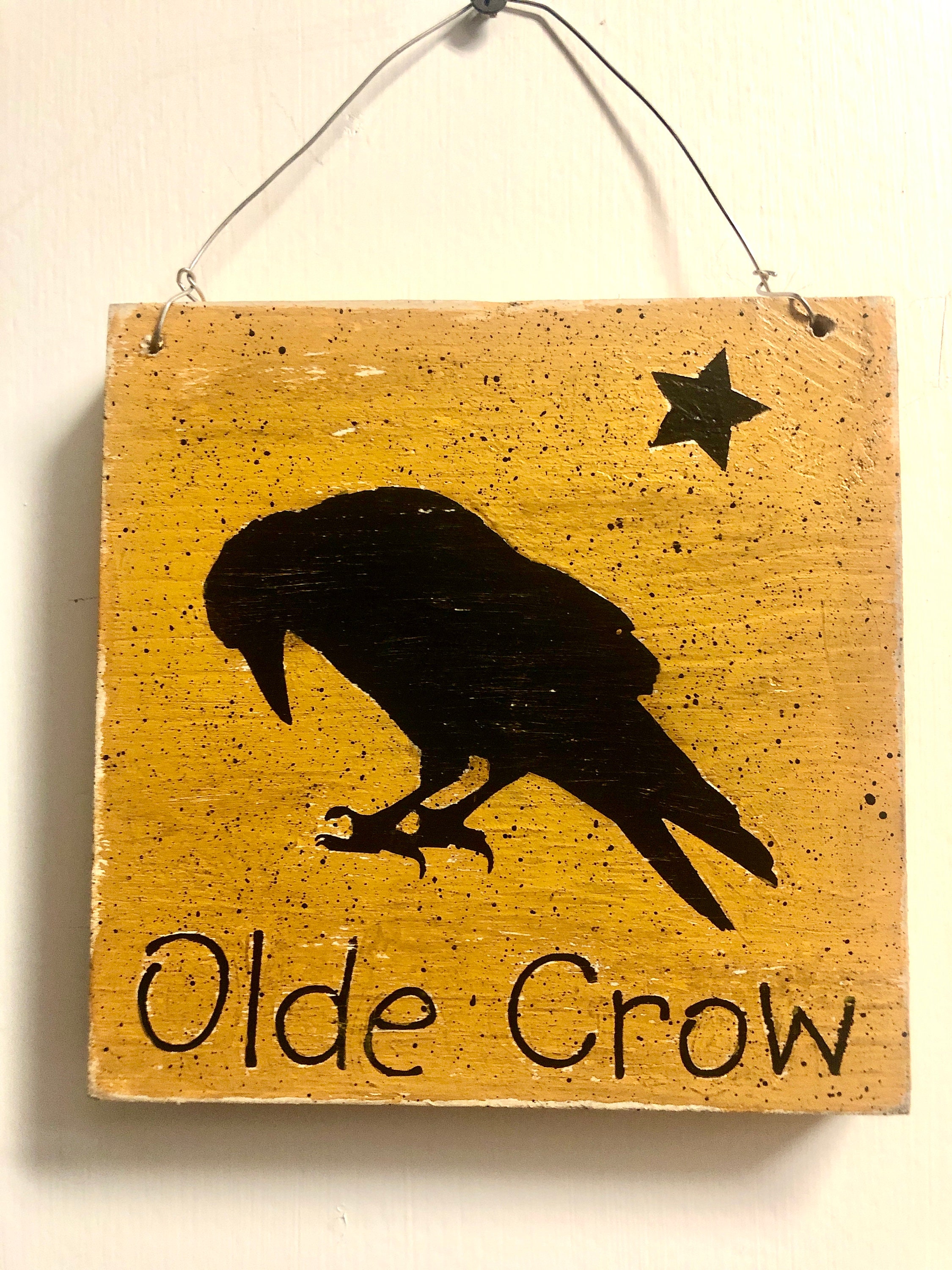 Olde Crow Primitive Signpraying Crow/ravenrustic - Etsy