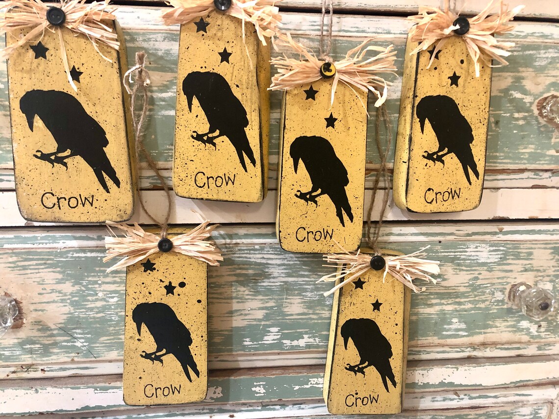 Primitive Crow Sign,primitive Black Crow/raven,rustic Raven,tiered Tray ...