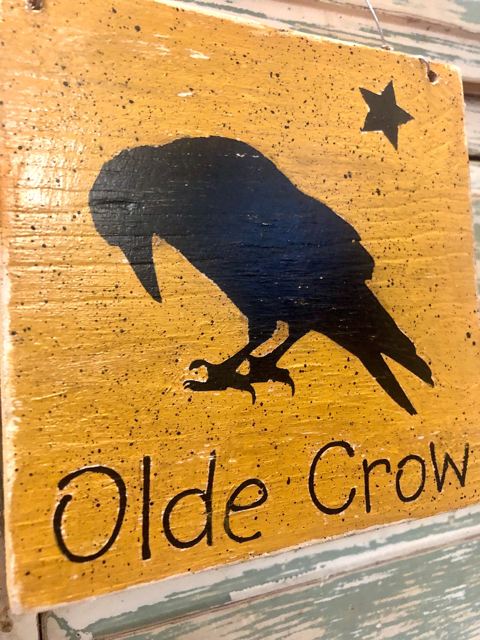 Olde Crow Primitive Signpraying Crow/ravenrustic - Etsy