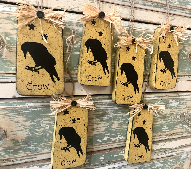 Primitive Crow Sign,primitive Black Crow/raven,rustic Raven,tiered Tray ...
