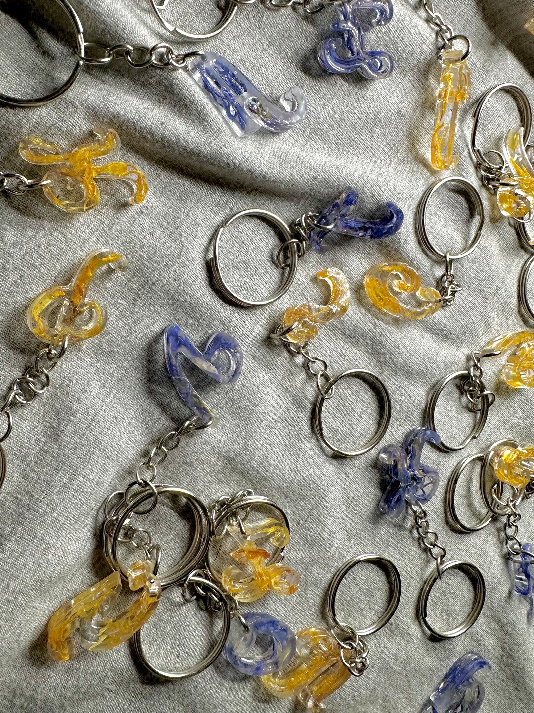 Handmade Letter Keychains UV Resin Semi Transparent Double Sided Cute ...