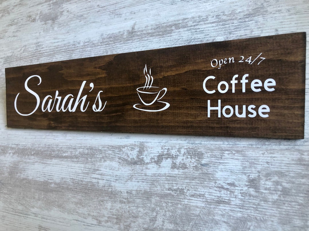 Personalized Wooden Sign - Coffee House (signage / Plaque on Pine Board ...