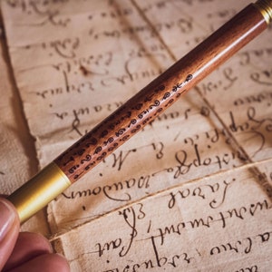 Runic Pen - Engraved Mahogany and Brass - Gel Ink - Ideal Gift for D&D ...