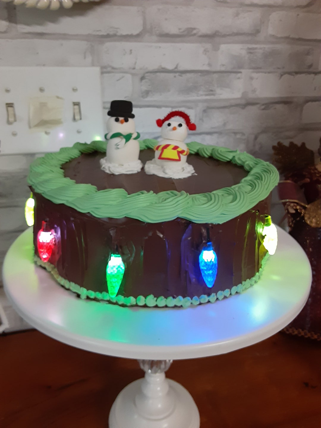 Faux Chocolate Christmas Light up Cake - Etsy