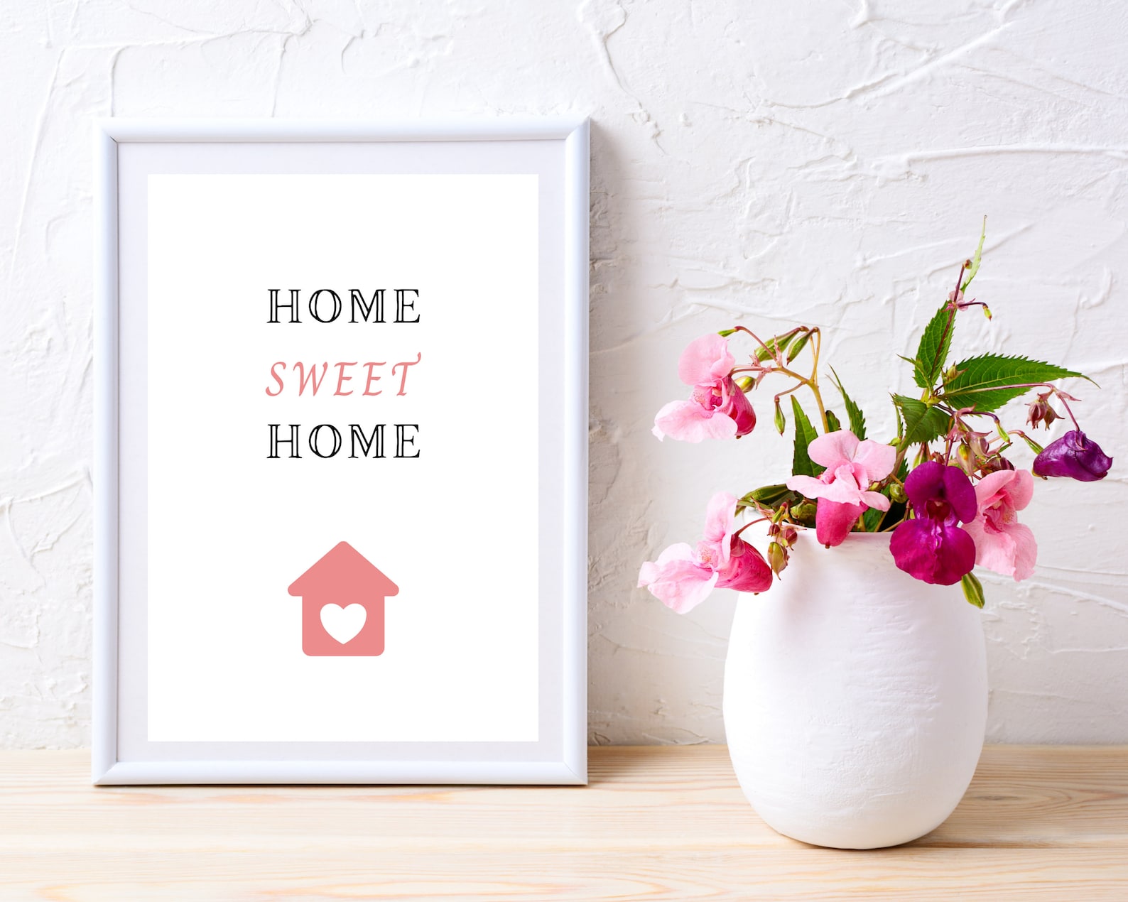 Home Sweet Home Printable Art Print Quote Pink Positive Decor Wall ...