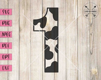Cow Print Numbers Svg - Etsy