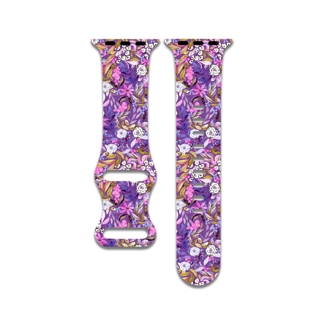 Purple Hawaiian Floral Watch Band Compatible With Apple Watch Series 1 ...
