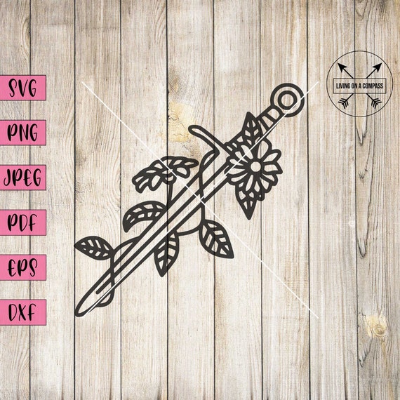 Floral Sword Svg Sword Png Sword Clipart Floral Svg Ninja | Etsy