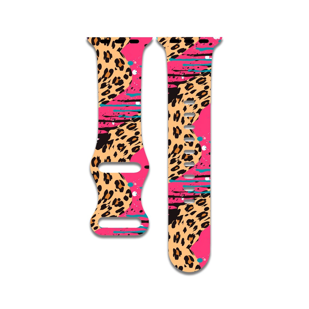 Pink Leopard Print Watch Band Compatible With Apple Watch Series 1-9 ...