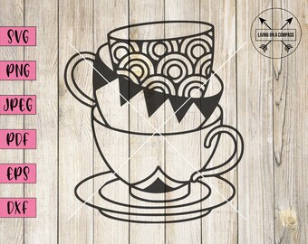 Tea Cup and Saucer Svg - Etsy