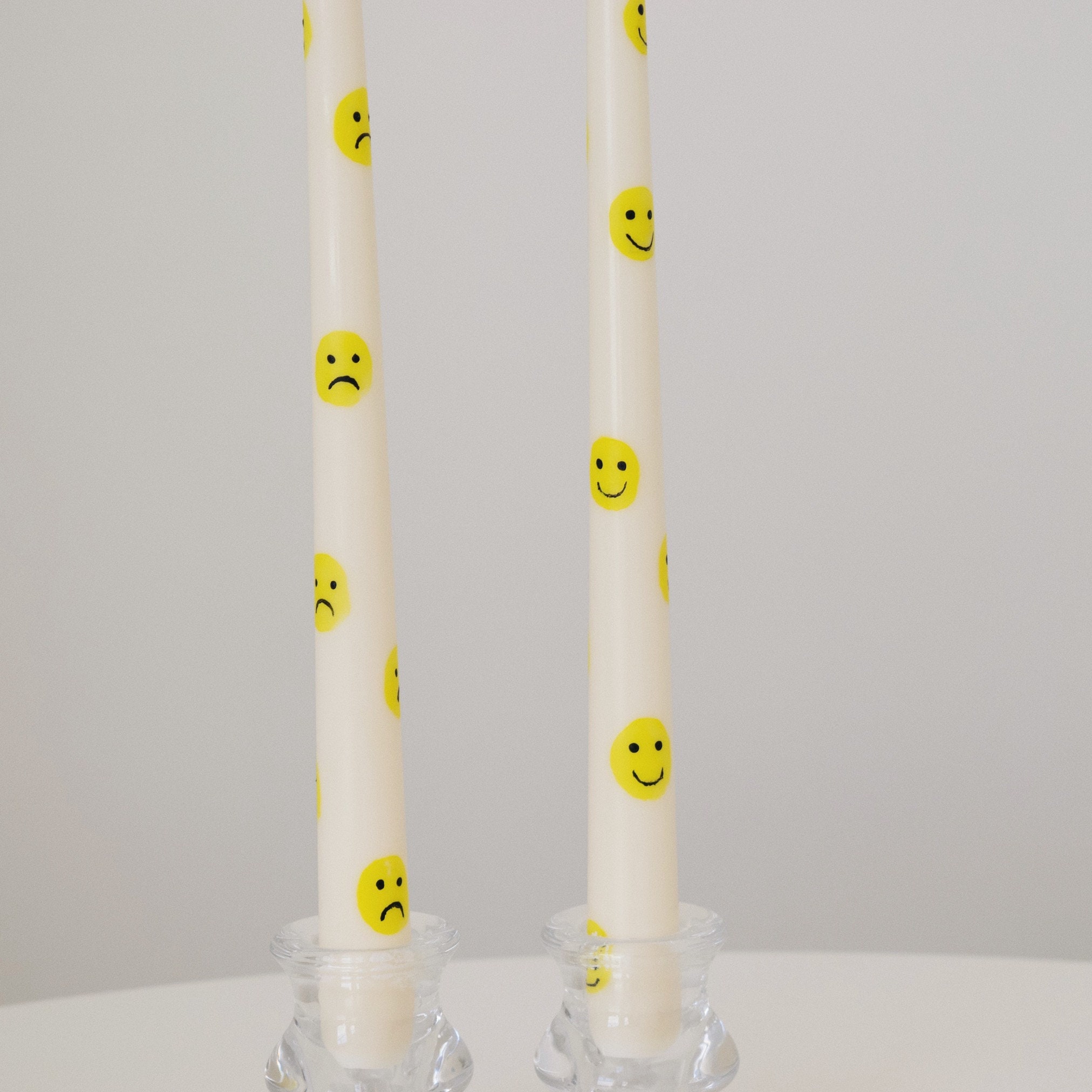 Smiley Tapered Candles / Hand-painted Taper Candle / Preppy - Etsy