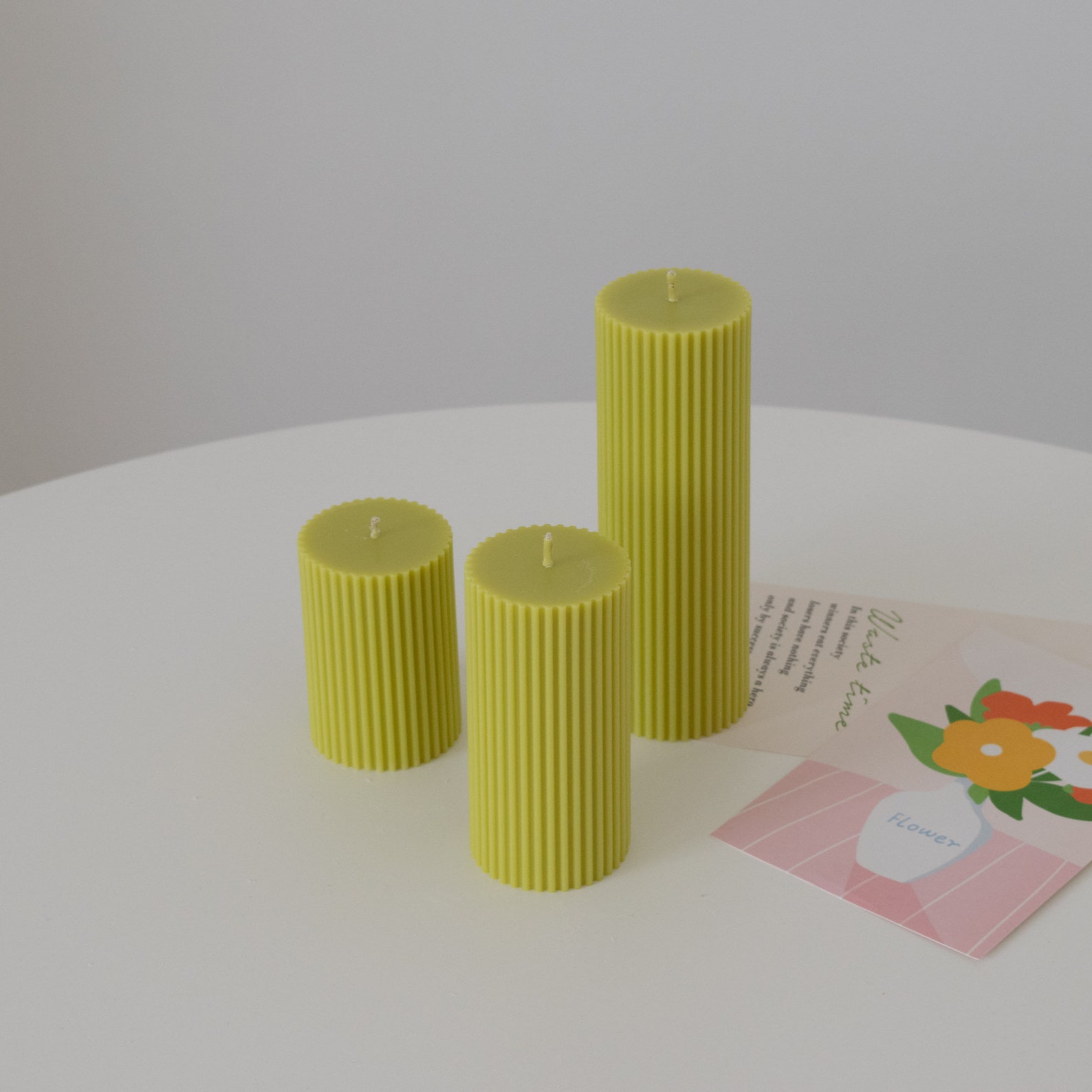 Pastel Ribbed Candles / Column Ribbed Candle / Table Candle / - Etsy