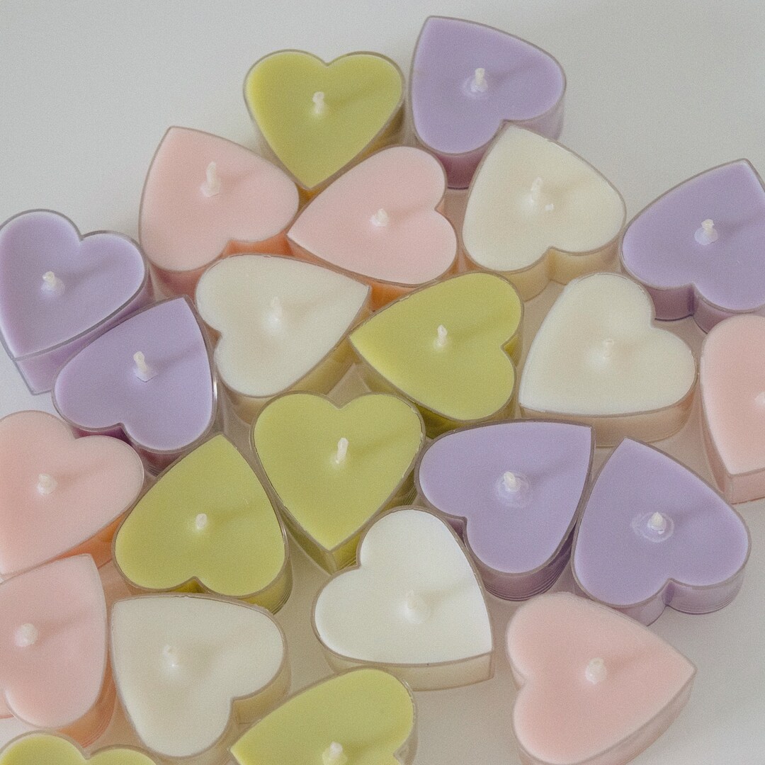 Love Heart Shaped Tea Light Candles / Romantic Decor / Pastel Decor ...