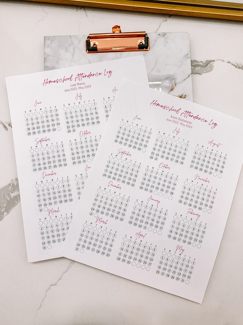 NOT CURRENT- Homeschool Attendance Log June 2023-may 2024 Printable or ...