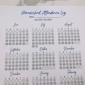 NOT CURRENT- Homeschool Attendance Log June 2023-may 2024 Printable or ...