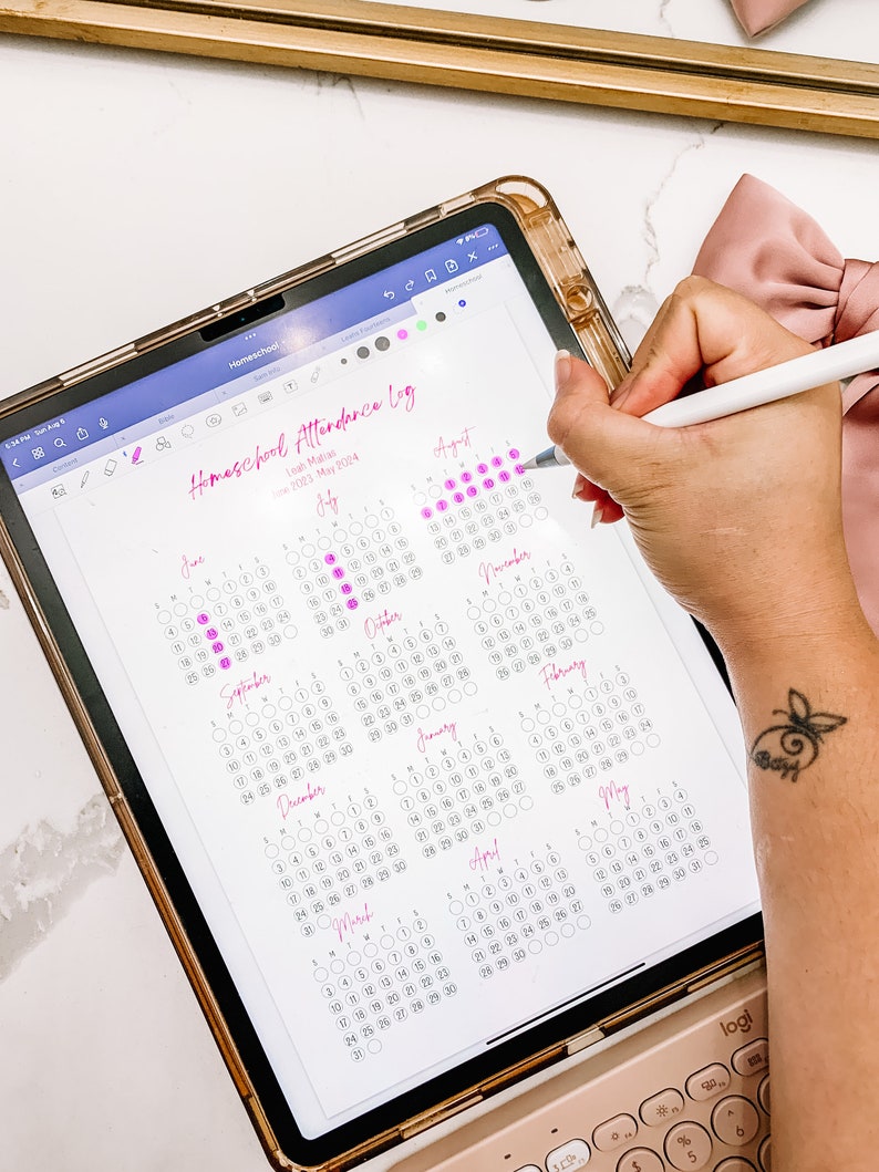 Homeschool Attendance Sheet AUGUST 2023 JULY 2024 Print It or iPad ...