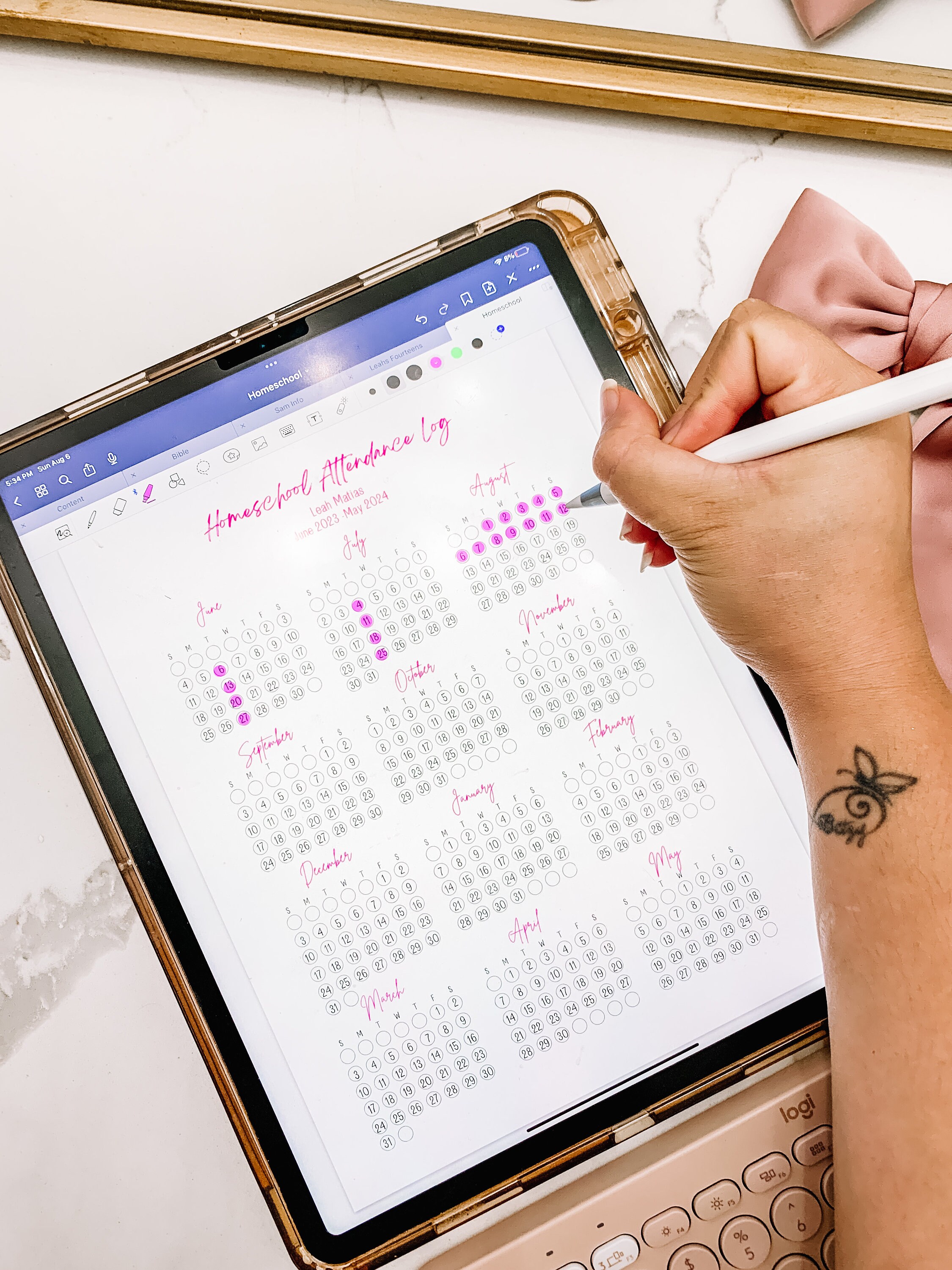 Homeschool Attendance Sheet AUGUST 2023 JULY 2024 Print It or iPad ...