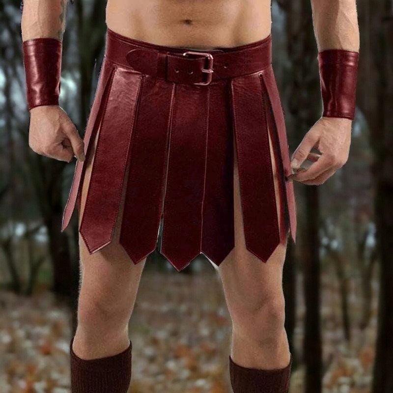 Medieval Roman Gladiator Kilt, Black Leather Kilt, Warrior Kilt,black Steampunk Kilt,larp ...