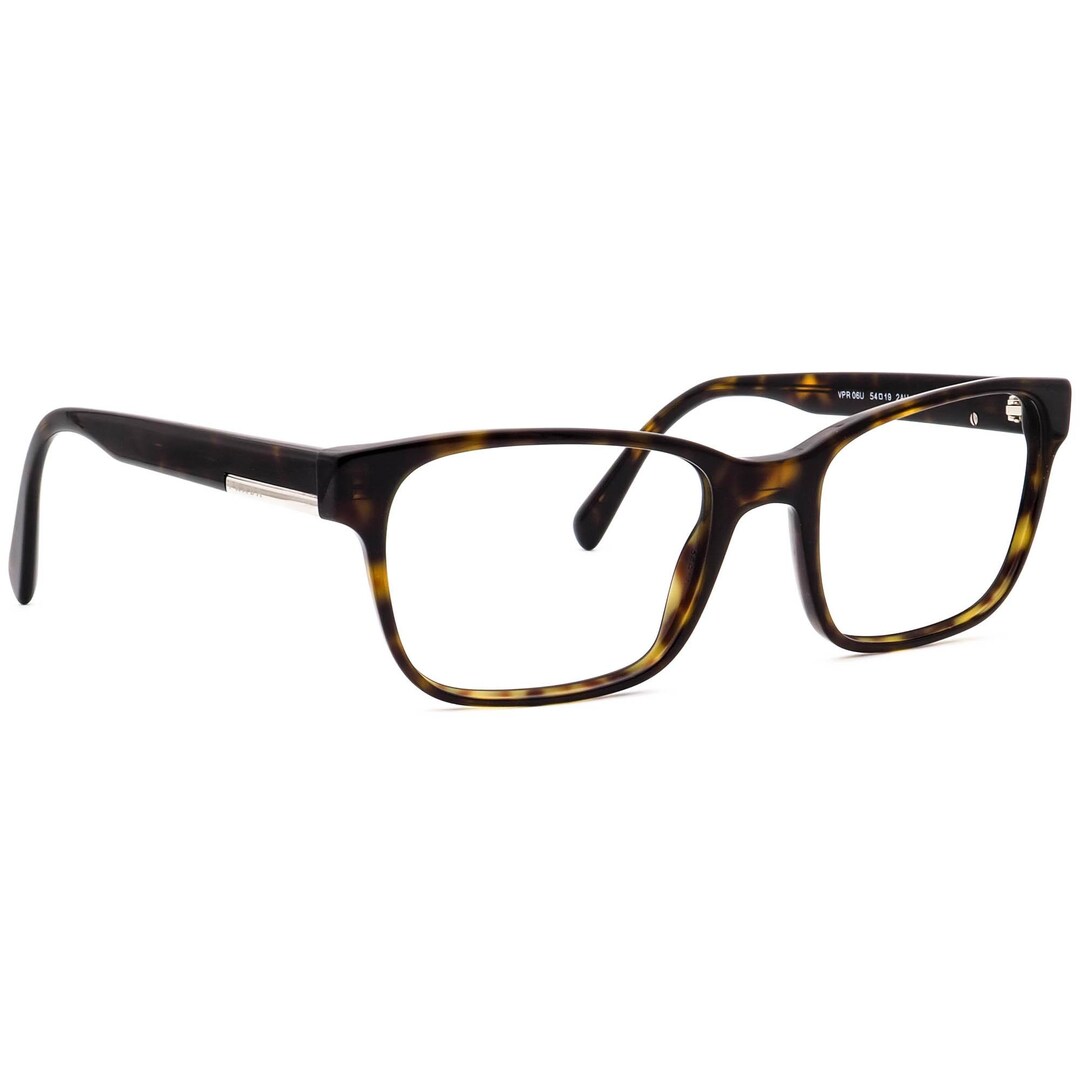 Prada Eyeglasses VPR 06U 2AU-1O1 Dark Havana Square Frame Italy 54[]19 ...
