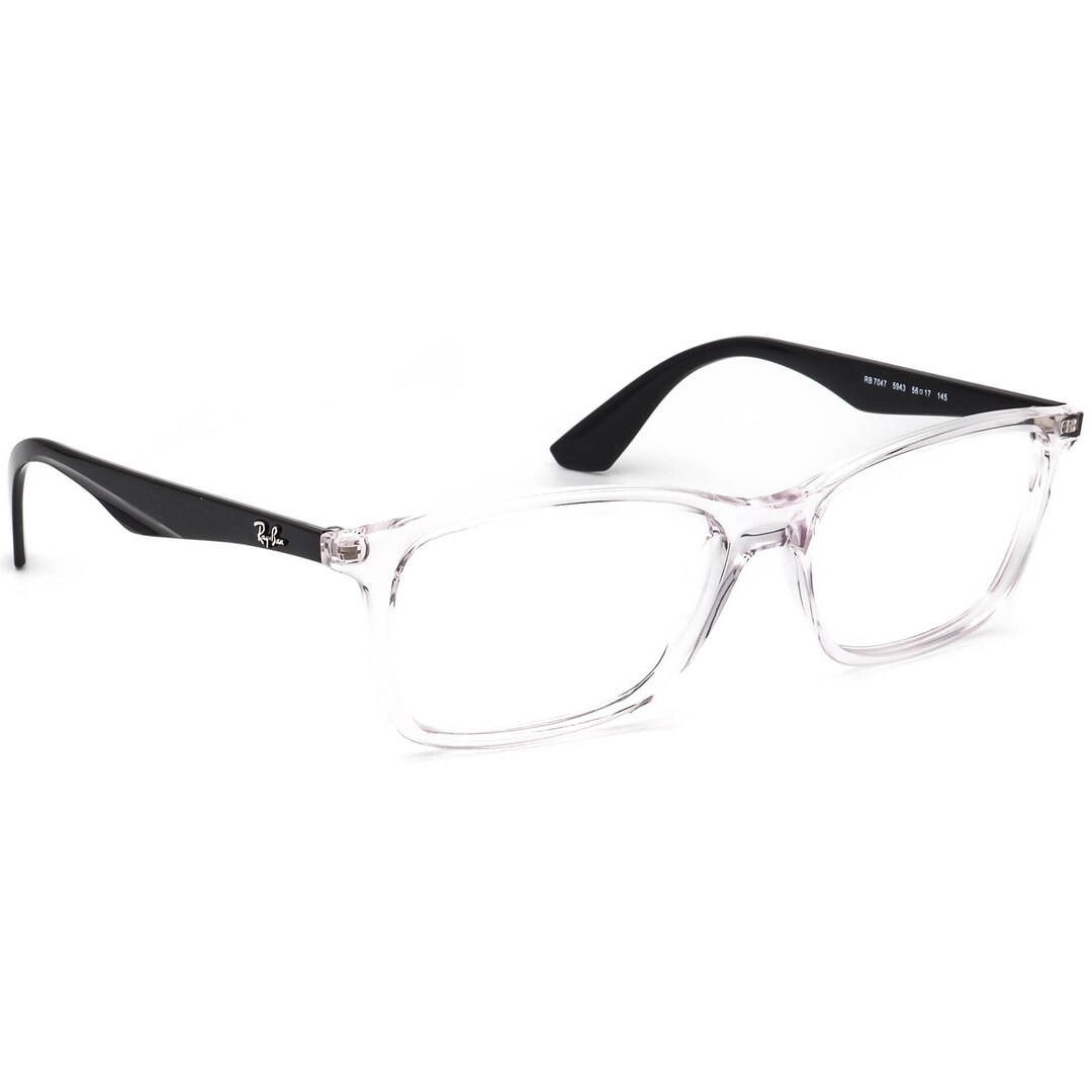 Ray-ban Eyeglasses RB 7047 5943 Crystal Transparent/ Black Square Frame ...