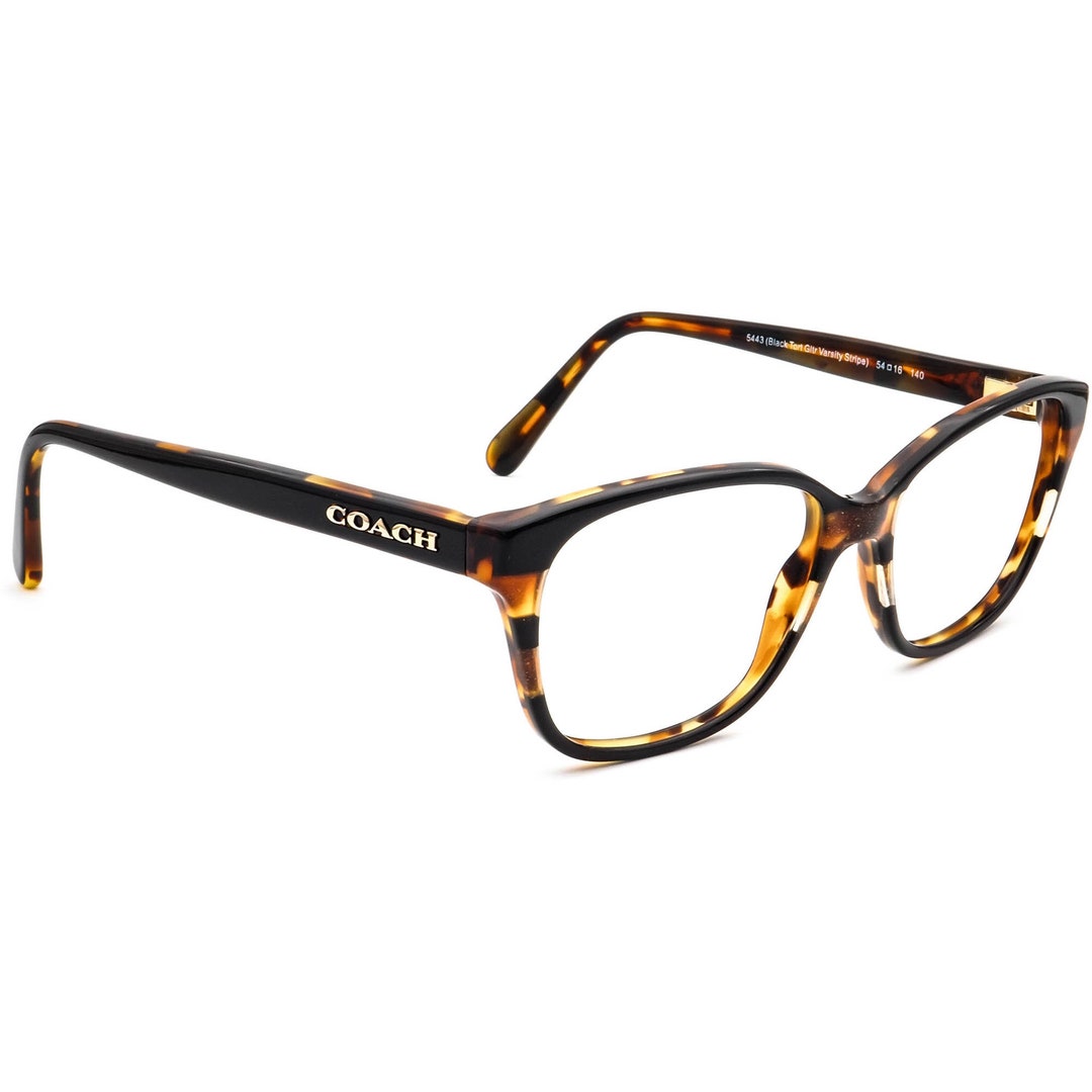 Coach Eyeglasses HC 6103 5443 Black Tort Glitr Varsity Stripe Frame 54 ...