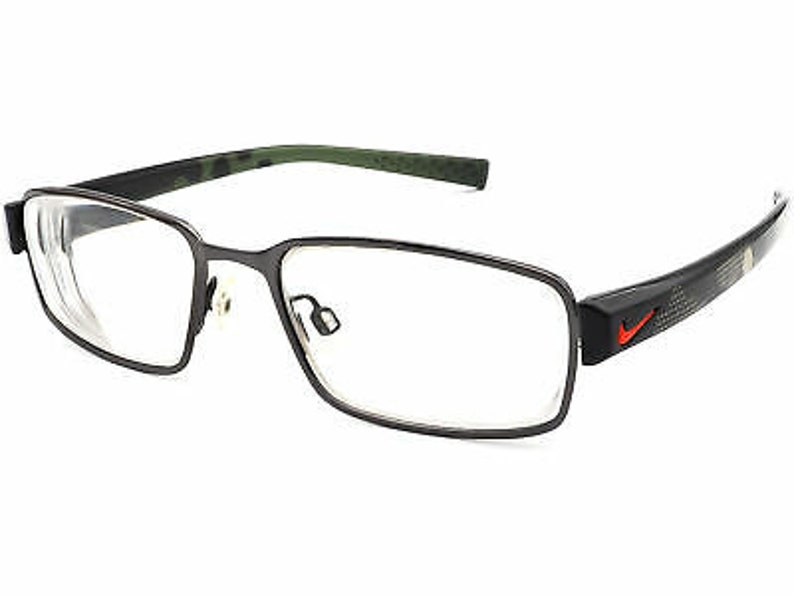 Nike Eyeglasses Nike 8077 002 Black Chrome Rectangular Frame | Etsy