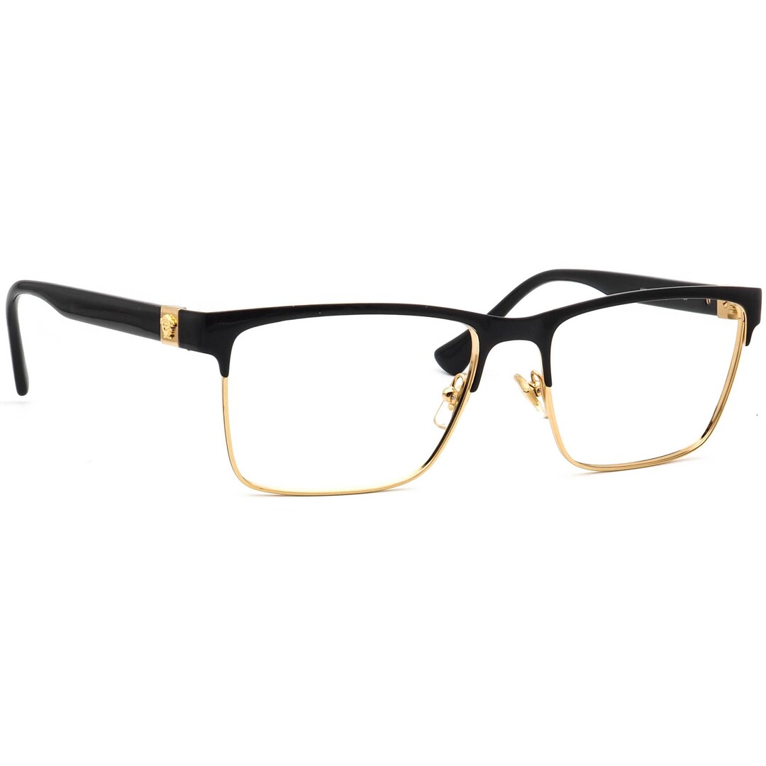 Versace Eyeglasses MOD. 1285 1443 Polished Black/gold Square Frame ...