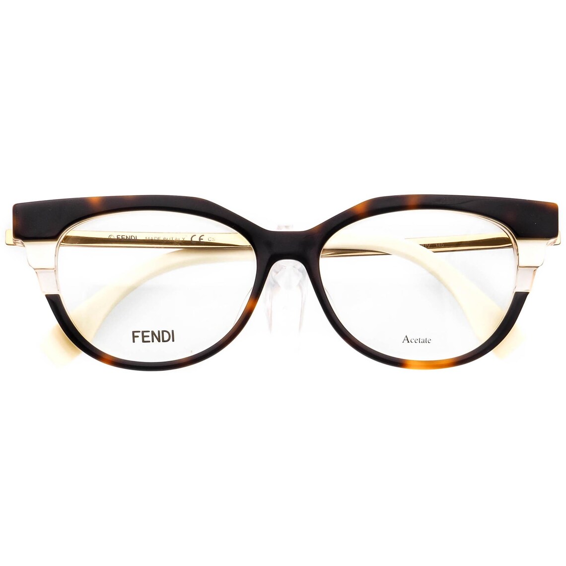 Fendi Women's Eyeglasses FF 0116 MUV Dark Havana/gold Cat Eye Frame ...