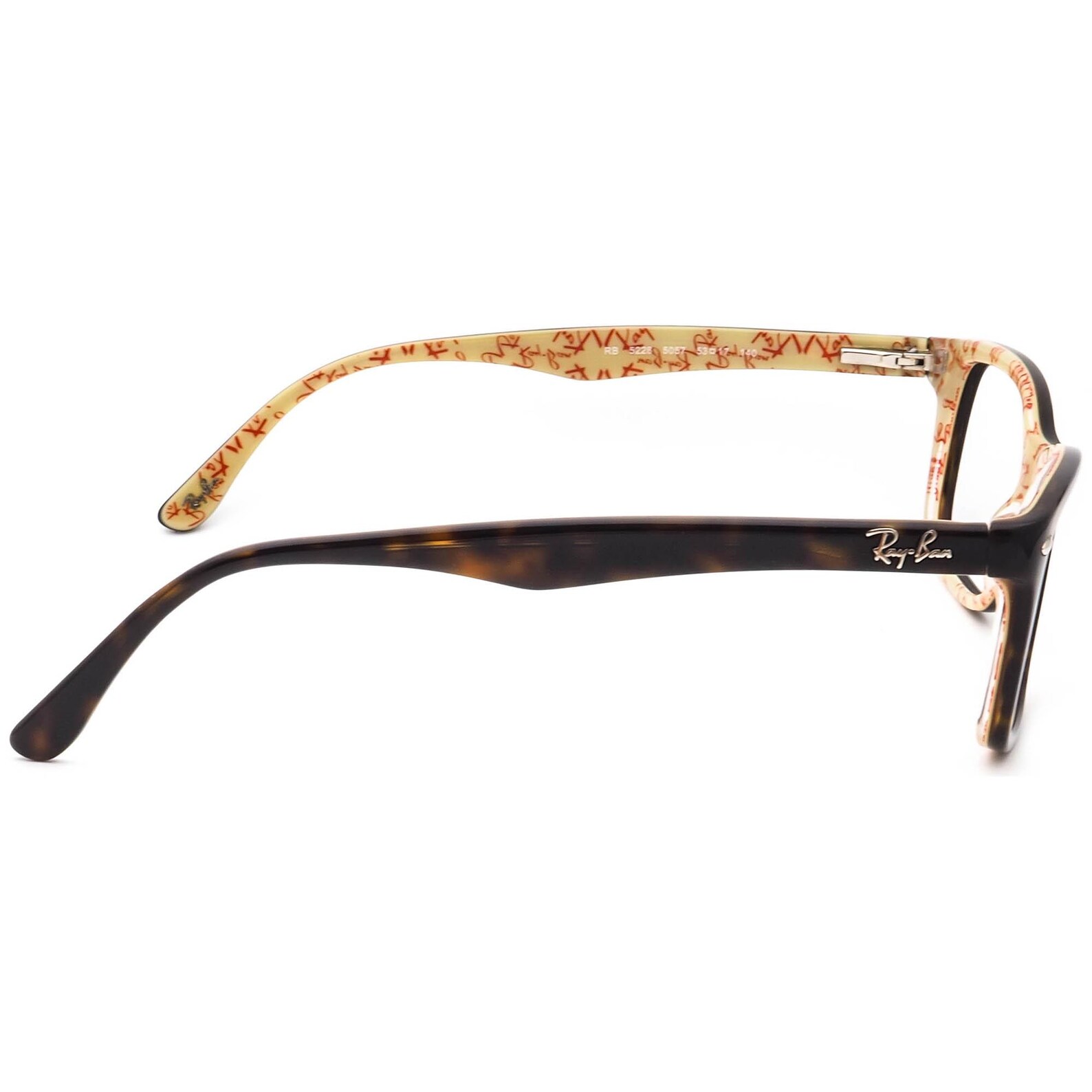Ray-ban Eyeglasses RB 5228 5057 Polished Dark Havana on Beige Texture ...