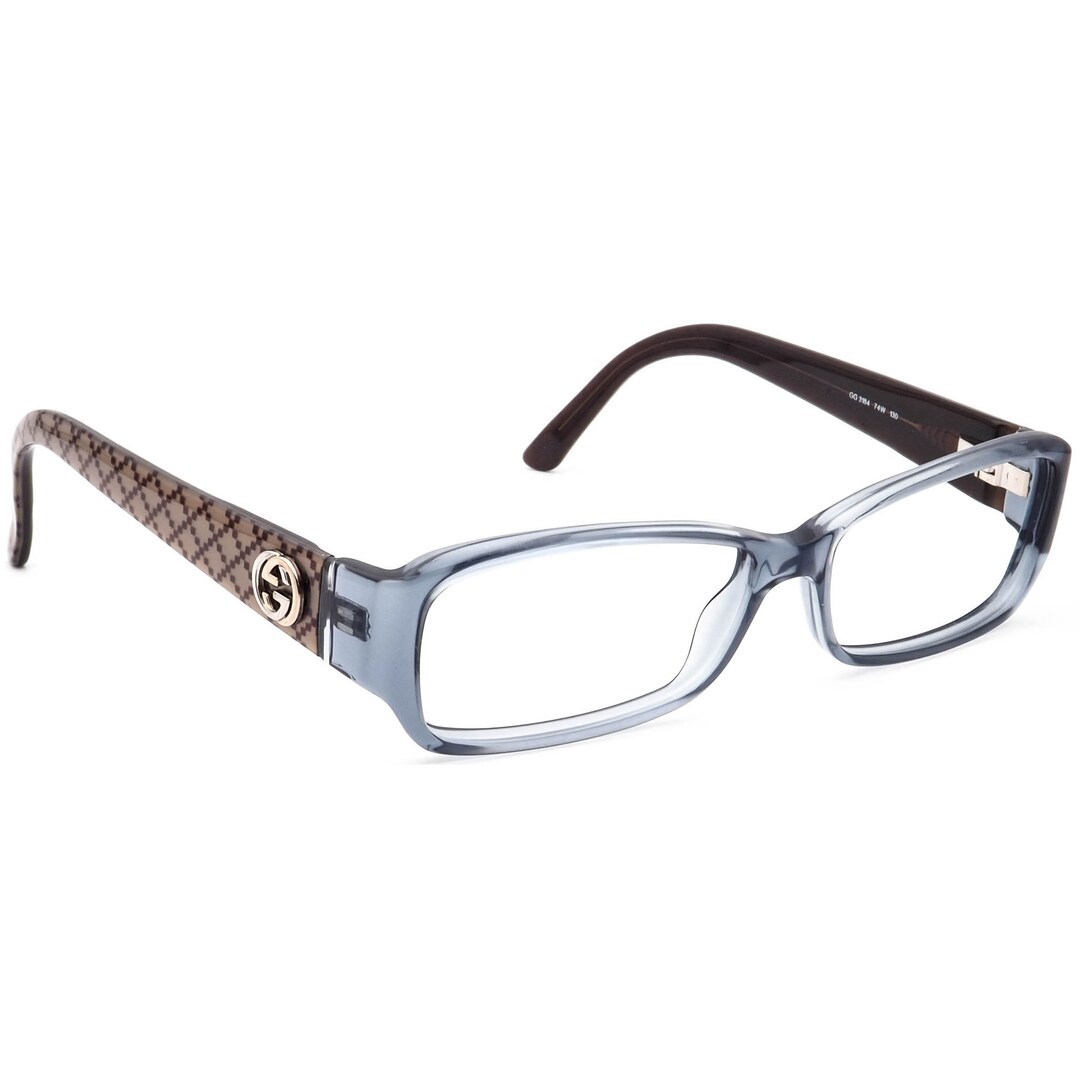 Gucci Eyeglasses GG 3184 74W Transparent Blue Rectangular Frame Italy ...