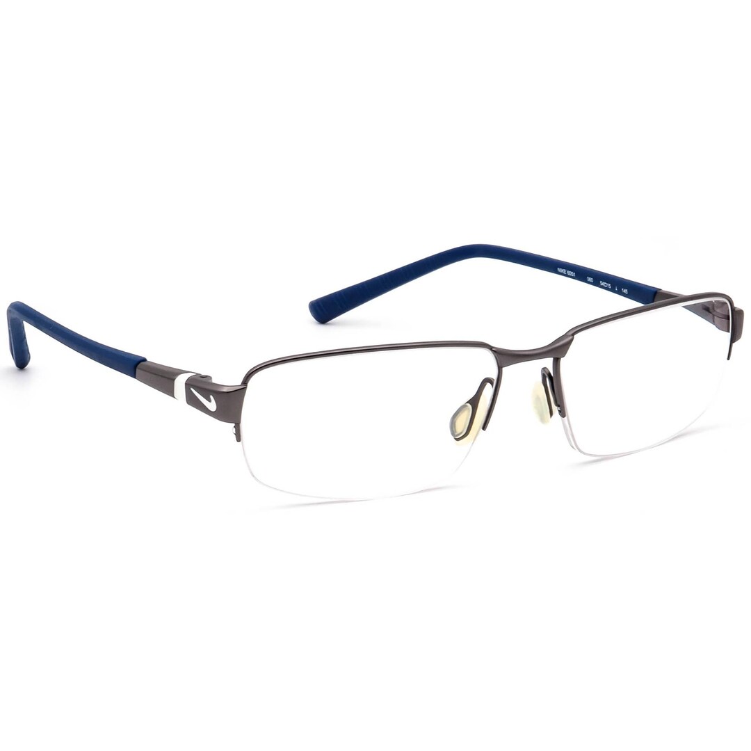 Nike Men's Eyeglasses 6051 060 Titanium Gunmetal/blue Half Rim Frame 54 ...