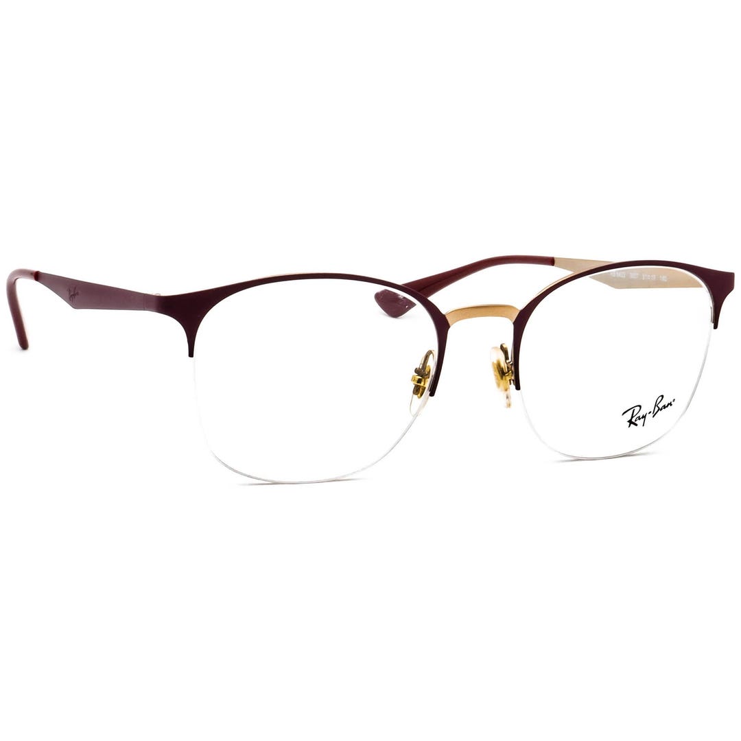 Ray-ban Eyeglasses RB 6422 3007 Matte Bordeaux/rose Gold Half Rim Metal ...