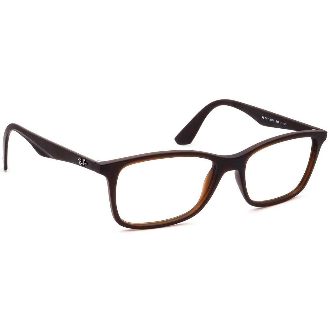 Ray-ban Eyeglasses RB 7047 5451 Matte Brown Rectangular Frame 5617 145 ...
