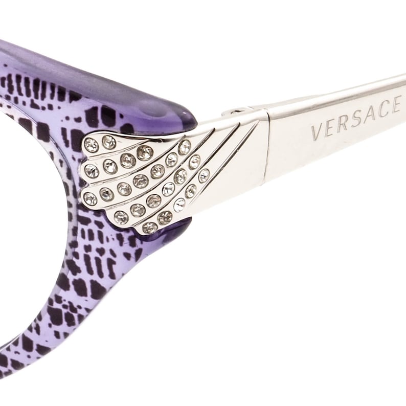 Versace Eyeglasses MOD.3166-B 5000 Purple/silver Rhinestones Cat Eye 53 ...