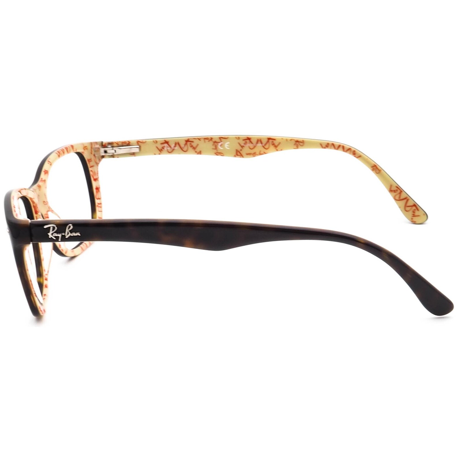 Ray-ban Eyeglasses RB 5228 5057 Polished Dark Havana on Beige Texture ...