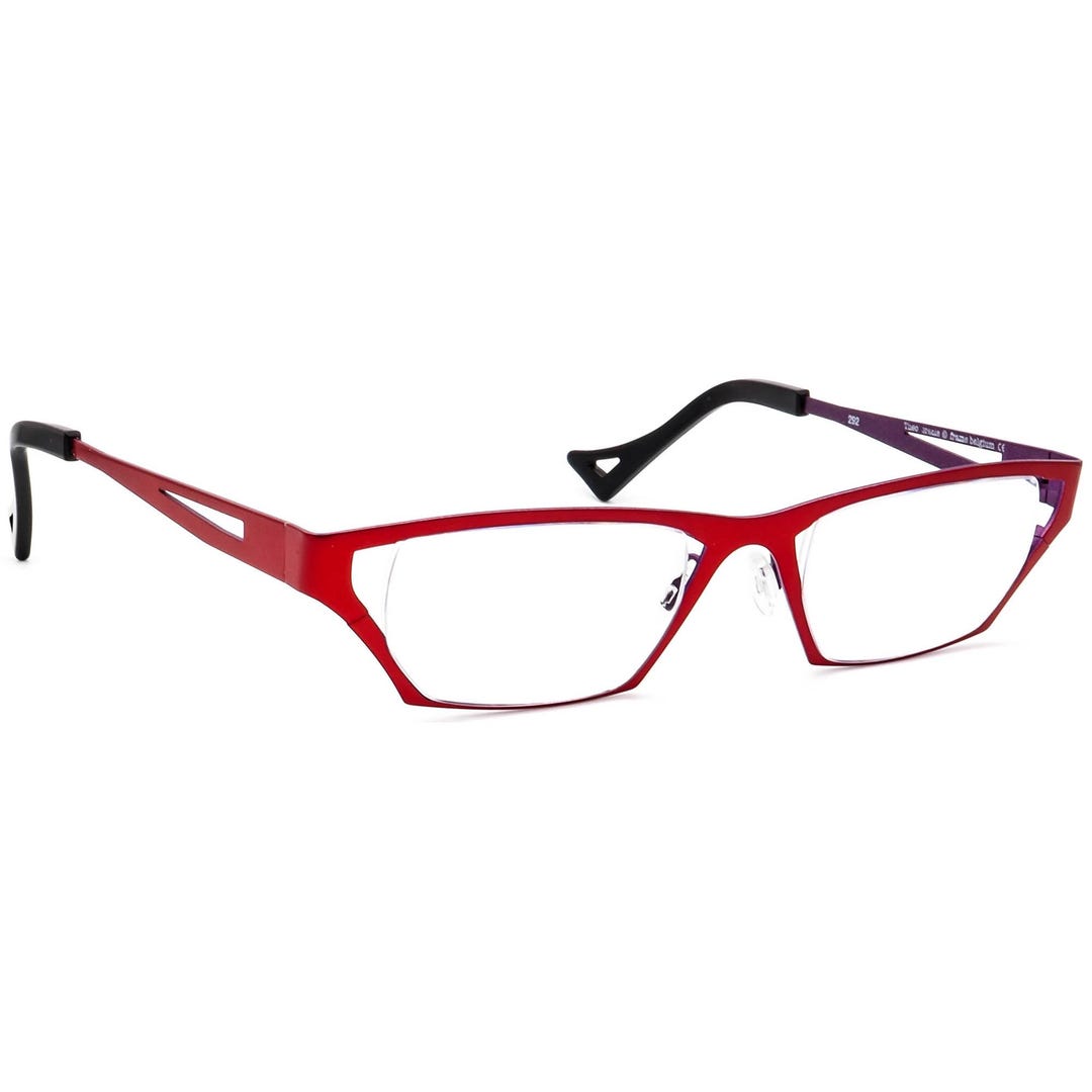 Theo Women's Eyeglasses Oracle 292 Red on Purple Semi Cat Eye Frame 48 ...