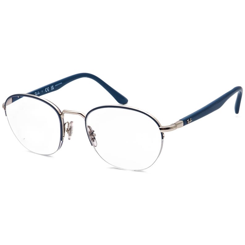 Ray-ban Eyeglasses RB 6487 3145 Polished Blue/silver Half Rim Frame 50 ...