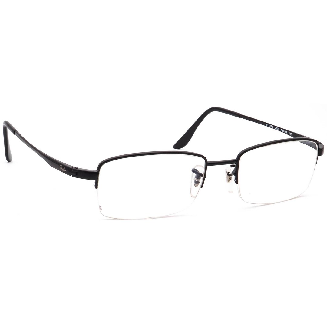 Ray-ban Men's Eyeglasses RB 6178 2509 Polished Black Half Rim Metal ...