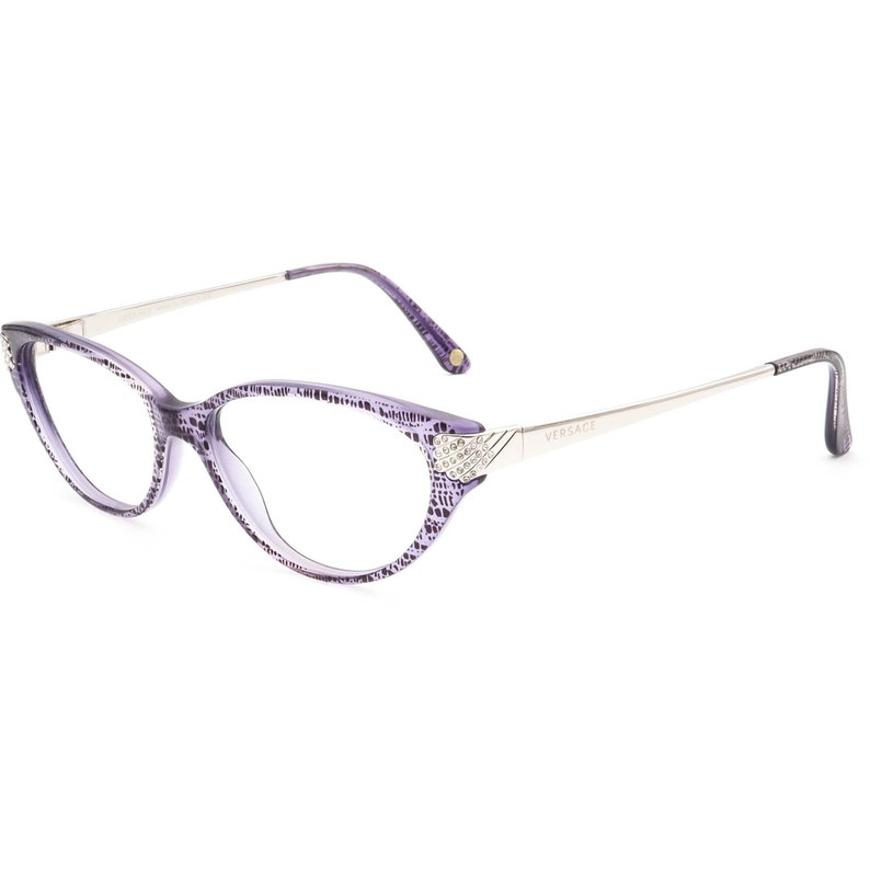 Versace Eyeglasses MOD.3166-B 5000 Purple/silver Rhinestones Cat Eye 53 ...